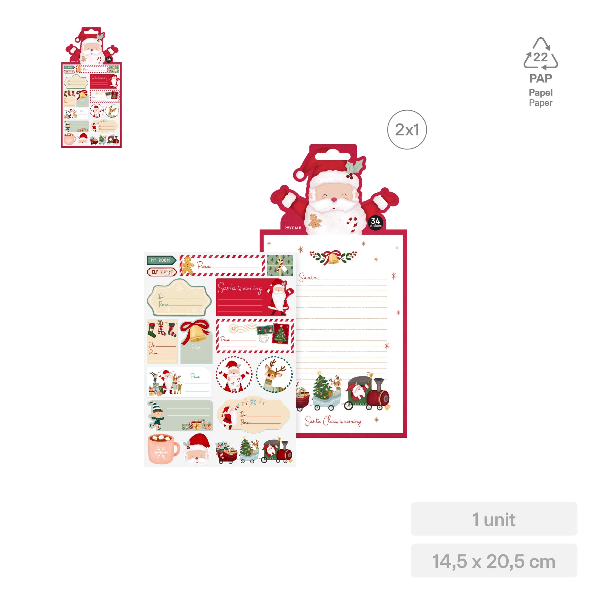 Adhesive Label Set with Letter Santa Claus is coming! (12 Packs) – Oh ...
