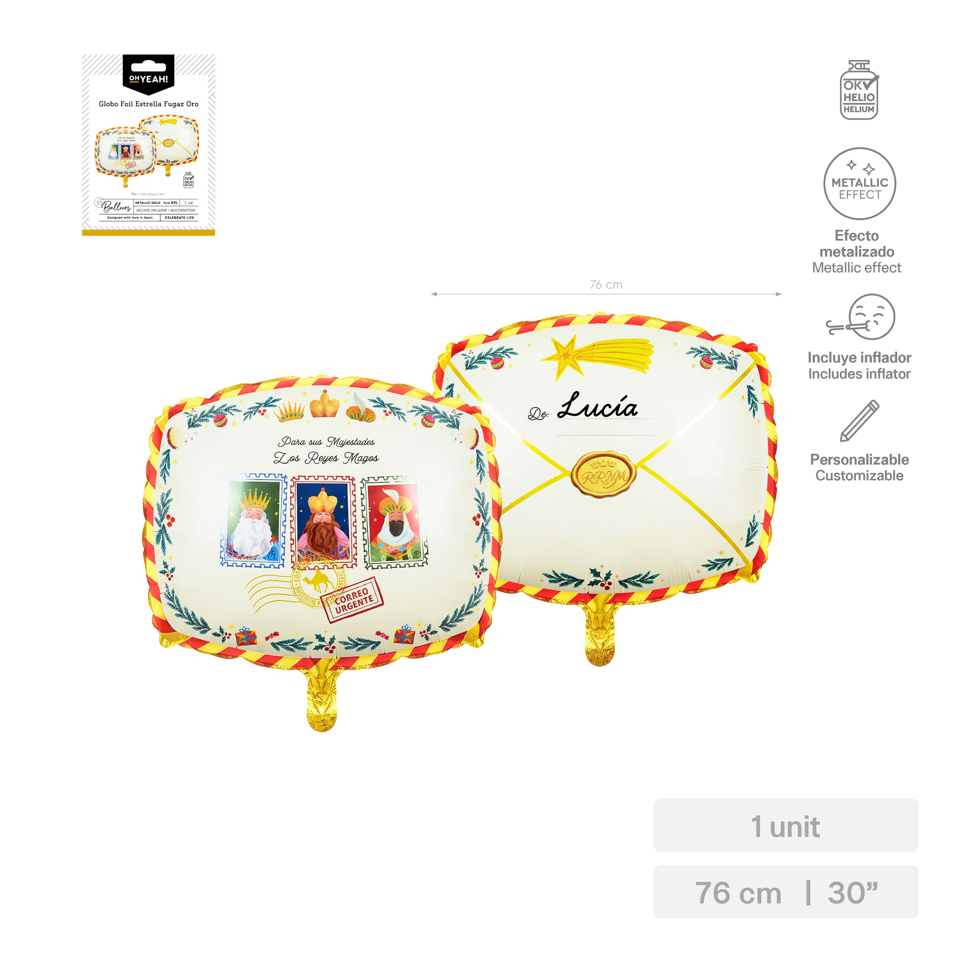 Globo Foil Carta Noche de Reyes Magos (12 uds) – Oh Yeah! by Partylosophy