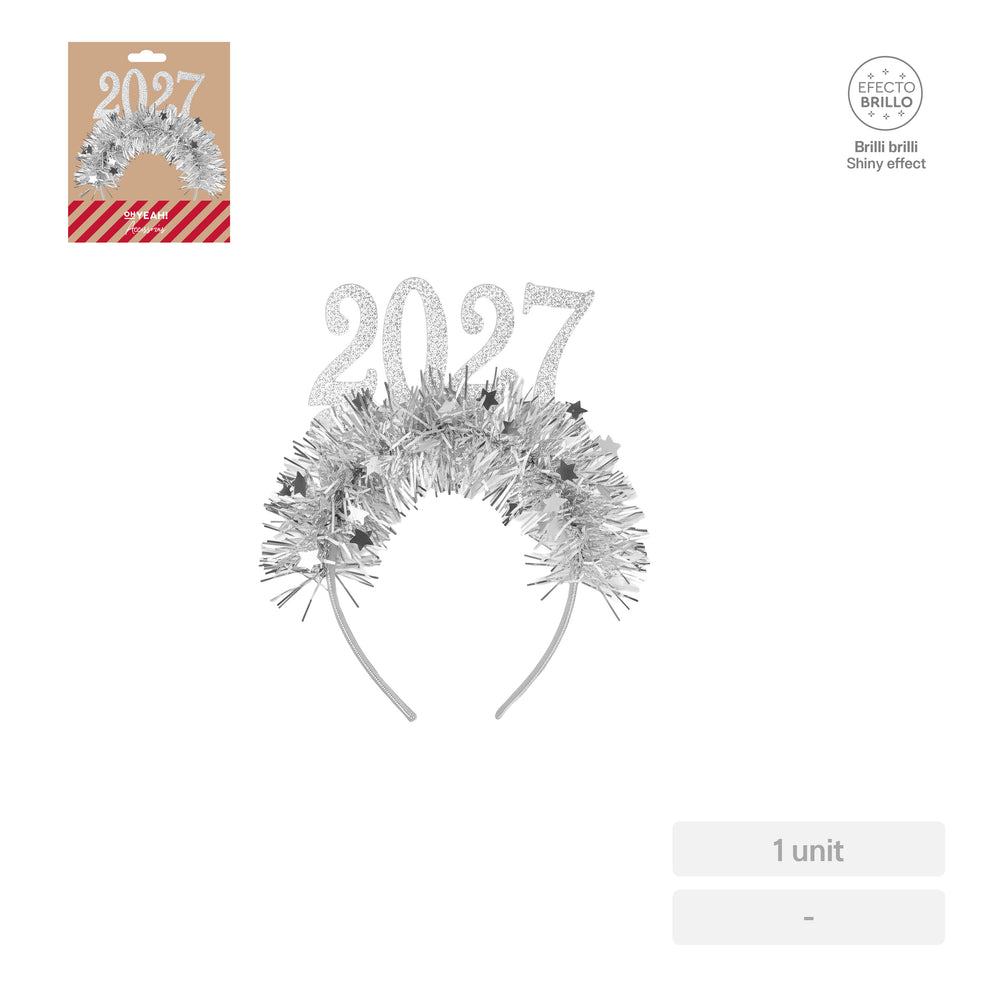 Diadema Nochevieja 2027 Plata (12 uds) – Oh Yeah! by Partylosophy