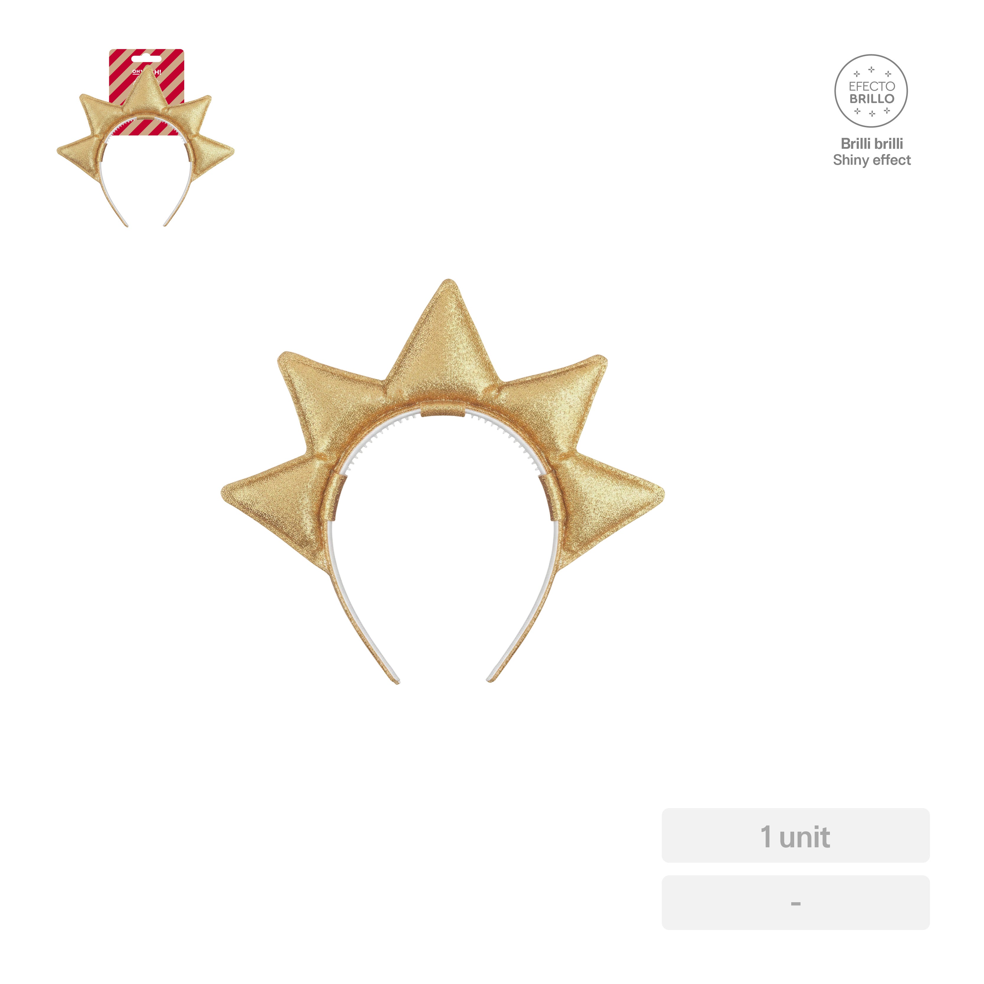 Diadema Navidad Estrellas Oro (12 uds) – Oh Yeah! by Partylosophy