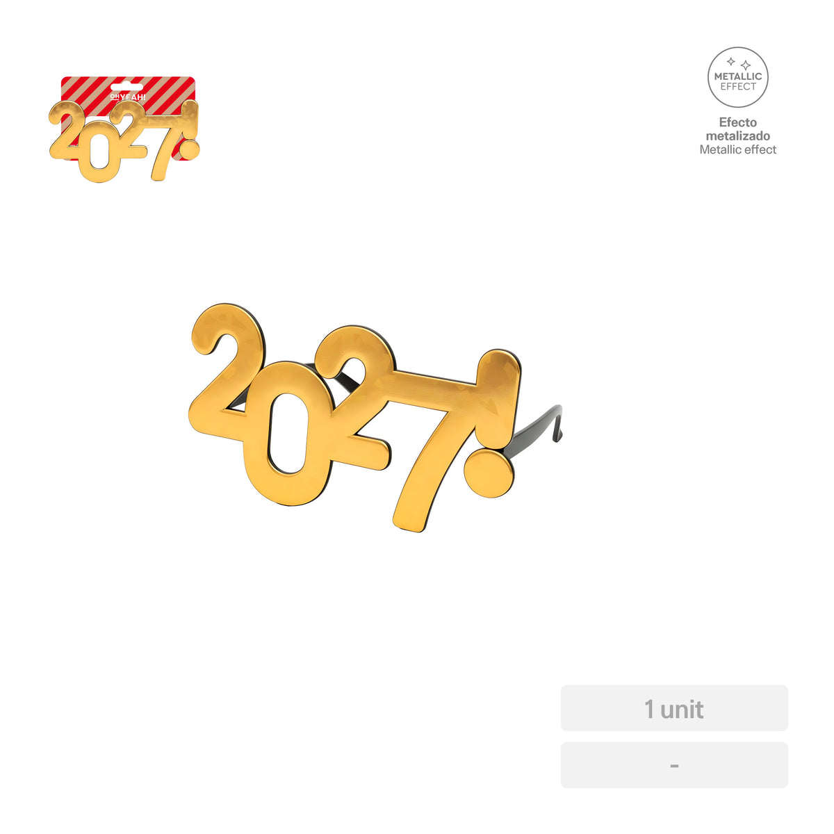 Gafas 2027 Nochevieja Oro (12 uds) – Oh Yeah! by Partylosophy