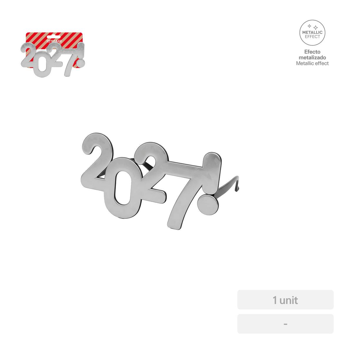 Gafas 2027 Nochevieja Plata (12 uds) – Oh Yeah! by Partylosophy