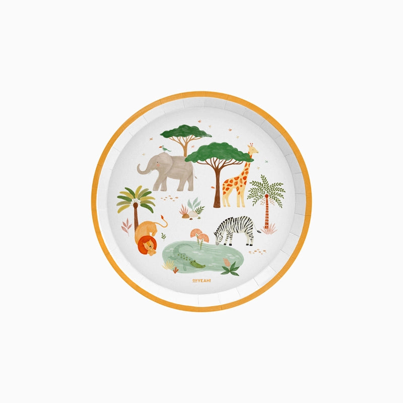 Flat Round Dessert Cardboard Plate Ø 18 cm Safari - Theme Party – Oh ...