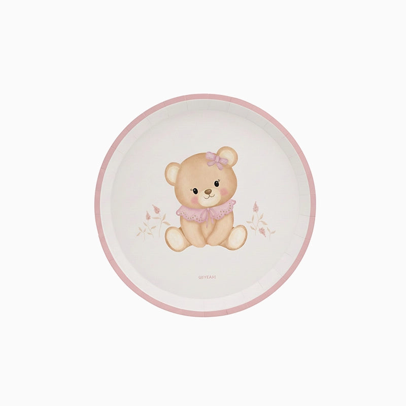Flat Cardboard Dessert Plate Ø 17 cm Baby Pink Unicorn for theme ...