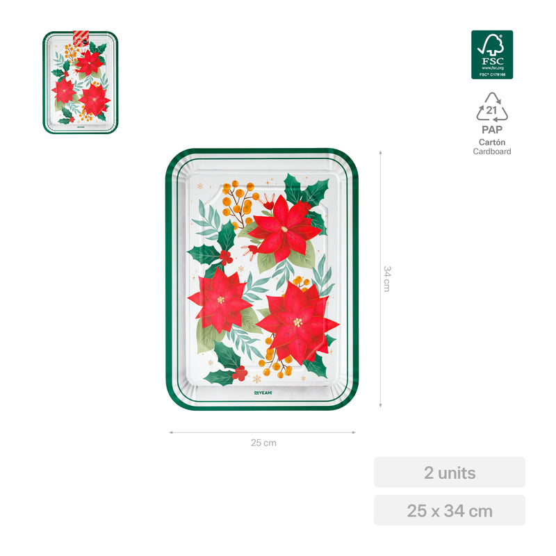 Christmas Cardboard Rectangular Tray 25 x 34 cm Poinsettia – Oh Yeah ...
