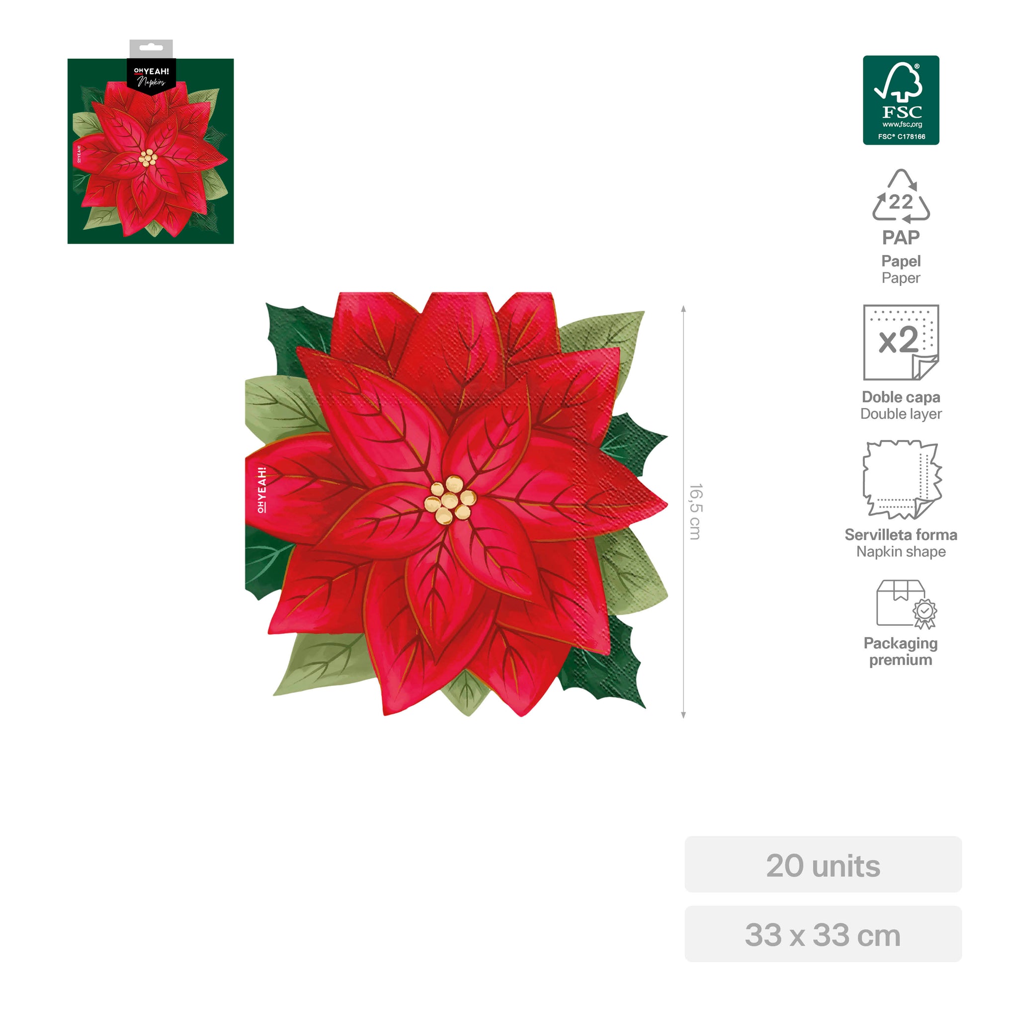 Servilleta Papel Doble Capa Navidad Forma Flor de Pascua – Oh Yeah! by ...