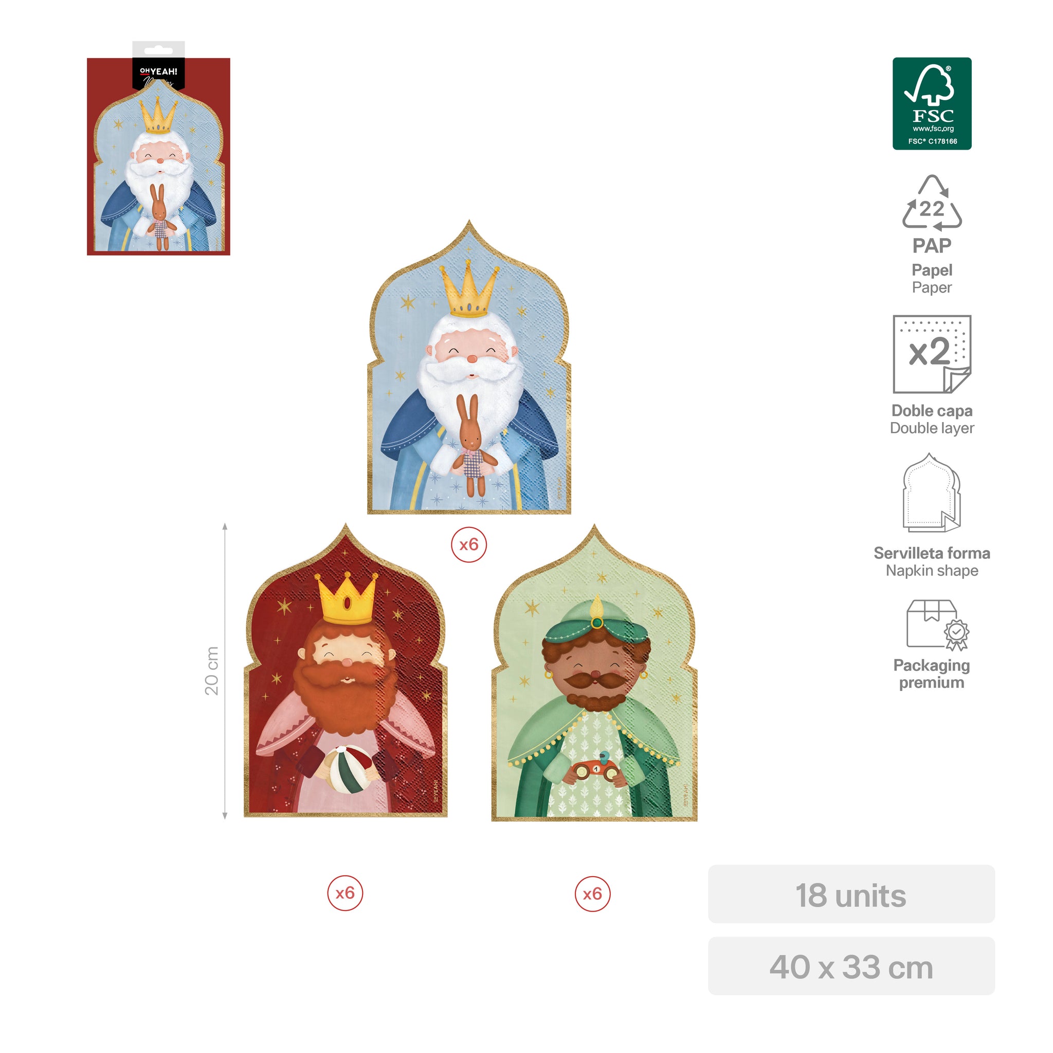 Servilleta Papel Doble Capa Navidad Forma Petit Reyes Magos – Oh Yeah ...