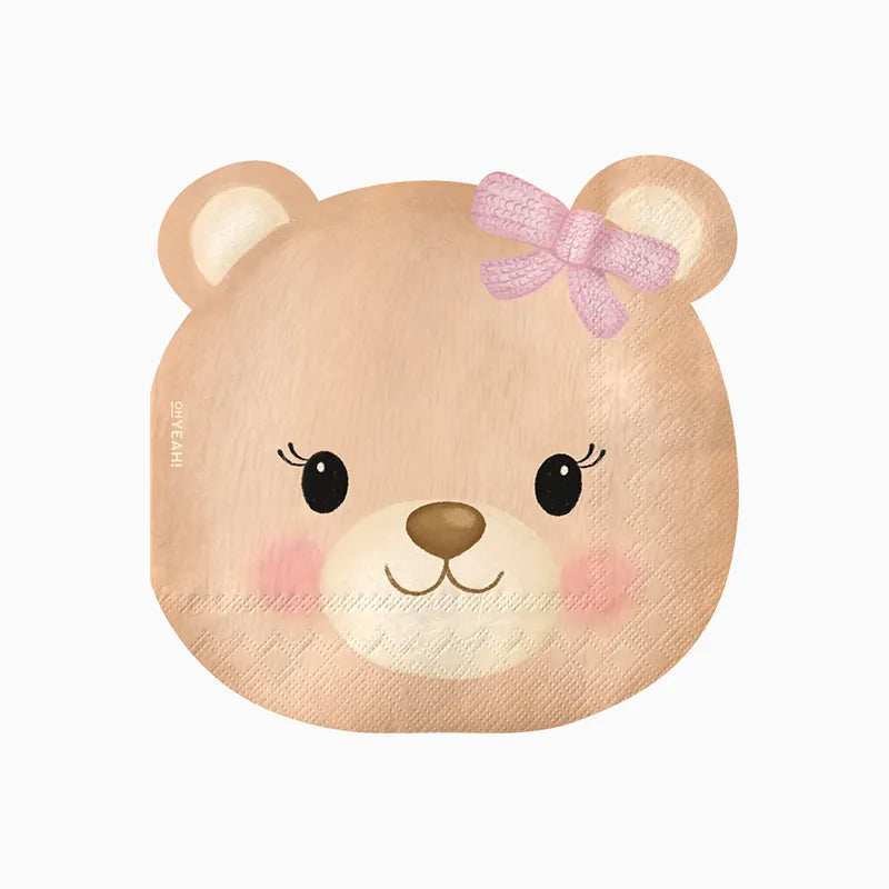 Double Layer Paper Napkin 33 x 33 cm Pink Baby Bear Shape – Oh Yeah! by ...