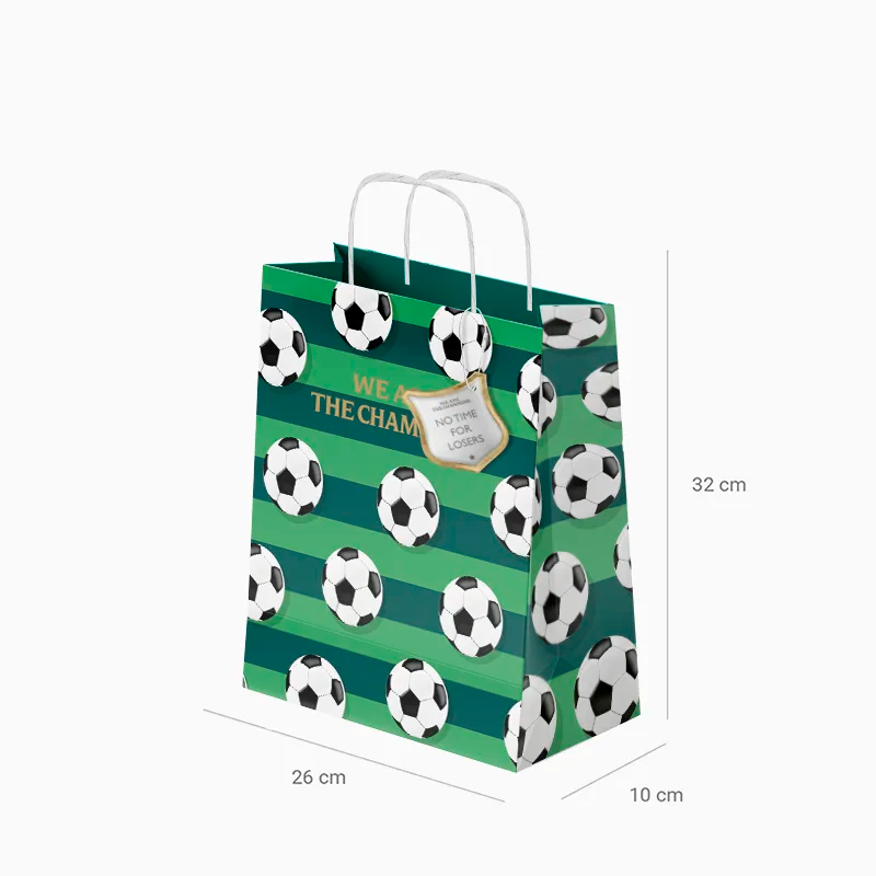 Medium Cardboard Gift Bags 26 x 10 x 32 cm Football – Oh Yeah! by Partylosophy