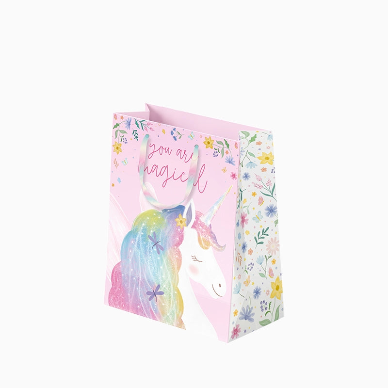 Petit Sachet Cadeau Carton 26 x 10 x 32 cm Fleurs Licornes Magiques - L ...