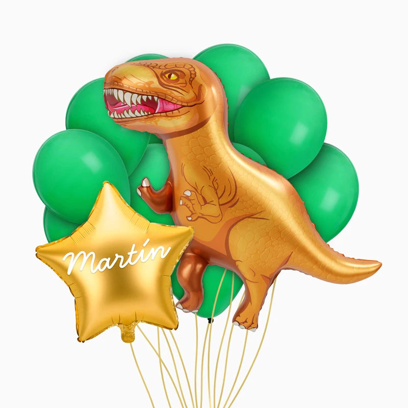 Set Globos Foil Dinosaurios T-Rex XL Personalizado Vinilo Blanco ...