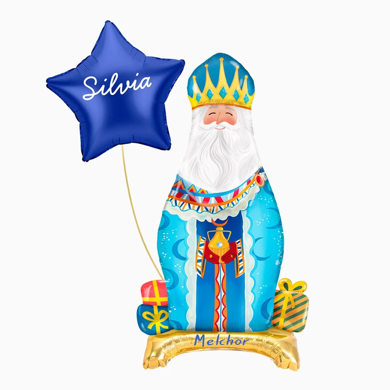 Globo con Base Foil Rey Mago Melchor y Estrella Azul Personalizado – Oh ...