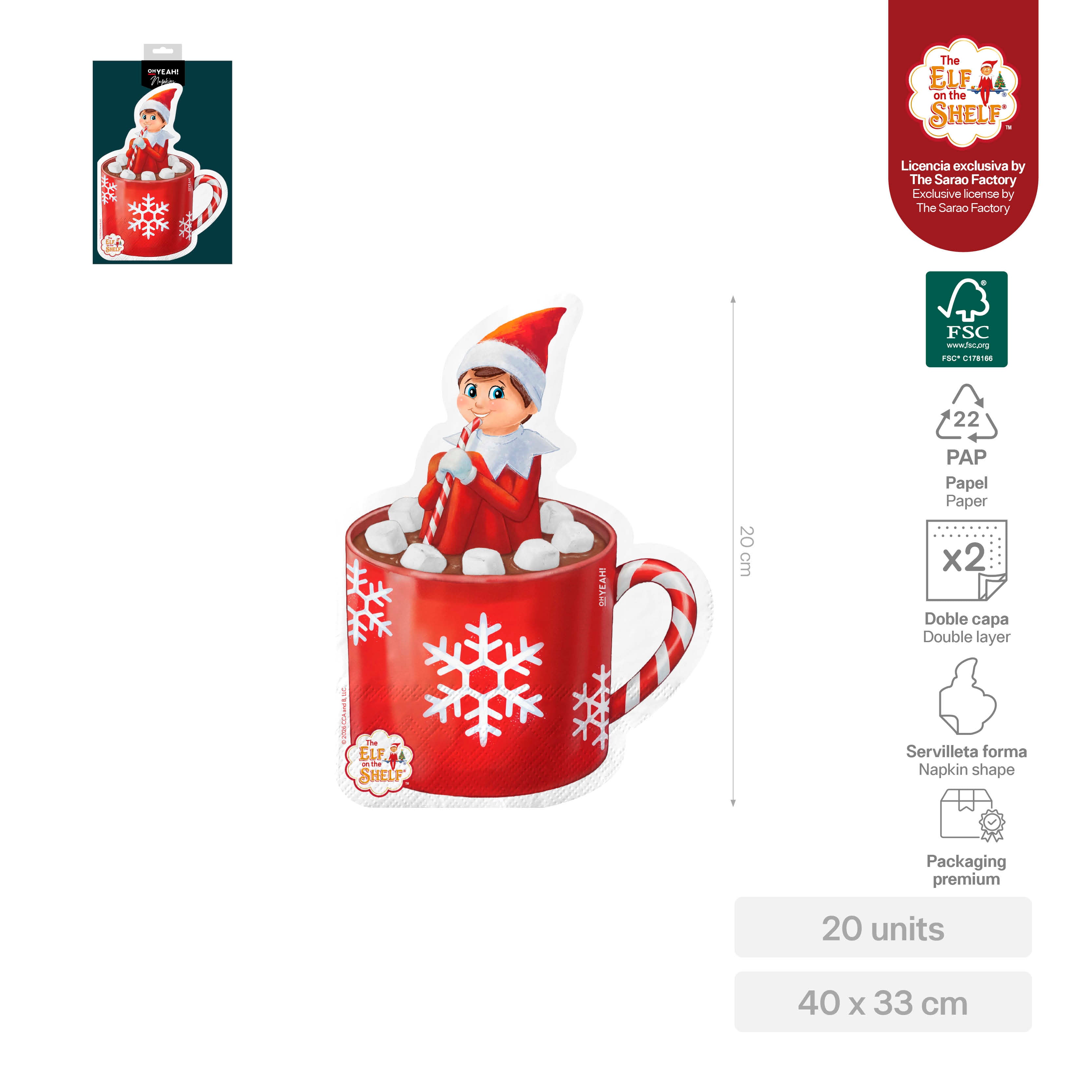 Servilleta Papel Doble Capa Navidad Forma Elfo Travieso - The Elf on t ...