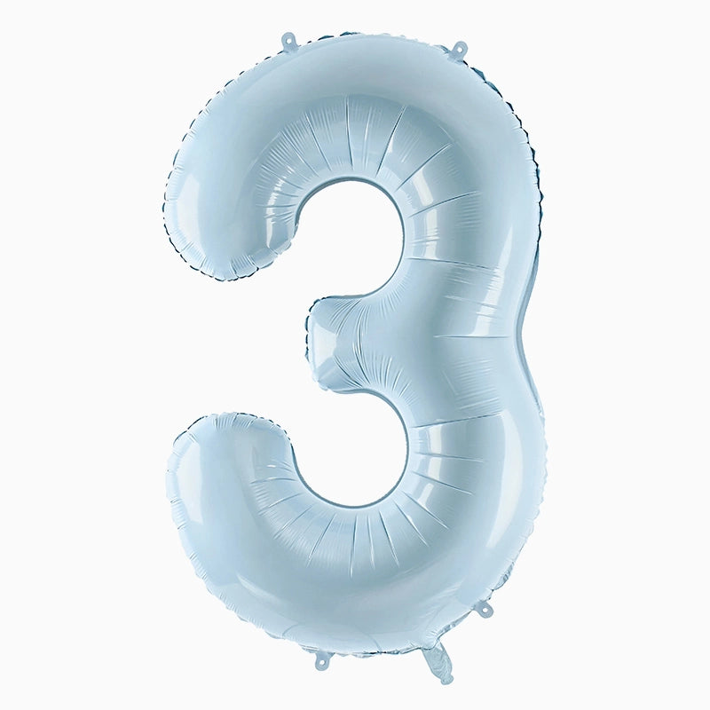Globo Foil 72 cm Número 3 Azul Pastel – Oh Yeah! by Partylosophy