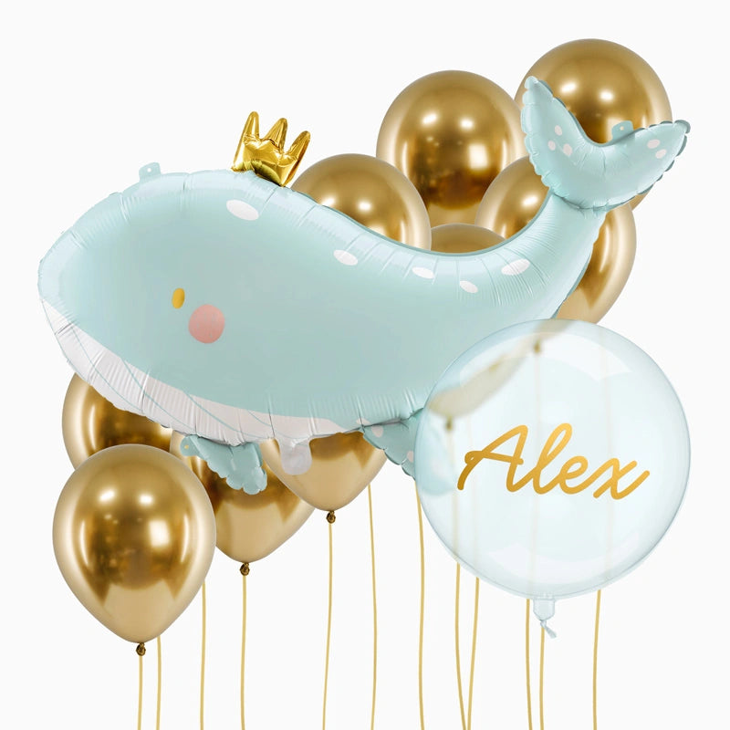 Set Globos Ballena Personalizado Vinilo Oro para fiestas únicas – Oh ...