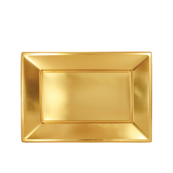 Rectilizable plastic rectangular tray 33 x 22.5 cm metallic gold - ideal for parties – Oh Yeah ...