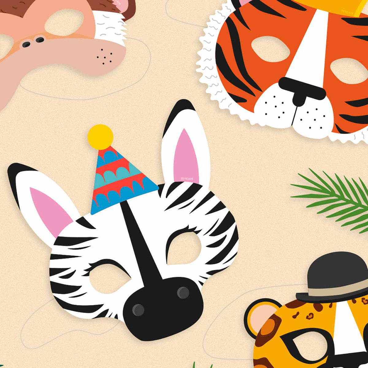 Máscaras Animales Jungle / Antifaces Pack 6 uds – Oh Yeah! by Partylosophy